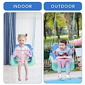nets Tribe Toddler Swing, 3-in-1 Baby Swing Seat, Anti-Flip Snug & Secure Detachable Kids Swing Set, Infants to Teens Swing Seat for Playground Indoor Outdoor. (Macaron Green)