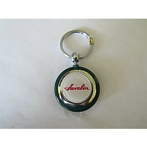 JAVELIN SCRIPT EMBLEM LOGO ROUND PLASTIC KEYCHAIN - GREEN