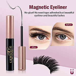 Magnetic Eyelashes Kit ， Crwahie 10 Pair Magnetic Lashes with Eyeliner & Tool, 3D Long Lasting Magnetic Eyelashes Natural Look Reusable Sweatproof False Eyelashes, Easy to Wear, No Glue Needed
