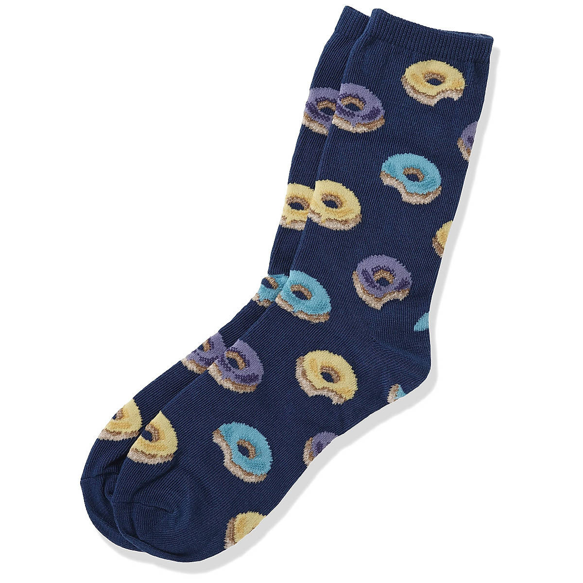 Hot Sox Kids' Big Fun Food & Drink Crew Socks-1 Pair Pack-Cool & Cute Boys & Girls Gifts, Donuts (Dark Blue), Medium-Large
