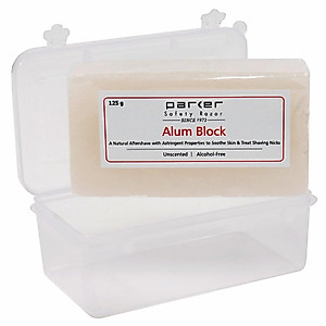 Parker Large Alum Block with Travel Case (125 g./4.4 oz.) - A Natural Aftershave with Antiseptic Properties - an Essential Item for Every Wet Shaver