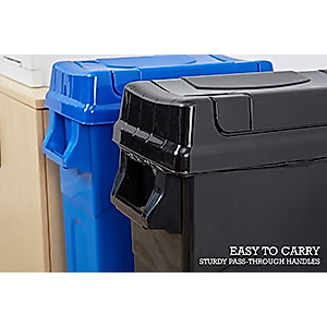United Solutions Highboy Waste Container with Swing Lid, 23 Gallon, Space Saving Slim Profile and Easy Bag Removal, Handles for Easy Carrying, Indoor/Outdoor Use, Black, 1-Pack, (TI0082)