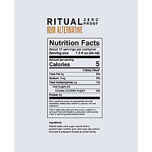 RITUAL ZERO PROOF Rum Alternative | Award-Winning Non-Alcoholic Spirit | 25.4 Fl Oz (750ml) | Only 5 Calories | Sustainably Made in USA | Make Alcohol Free Cocktails