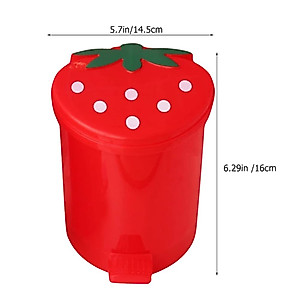 CALLARON Desktop Trash Can Bedroom Garbage Can Cutecore Countertop Trash Cans Trash Recycling Containers Kids Wastebasket Kawaii Table Top Trash Can Office Plastic Compost Bin Strawberry