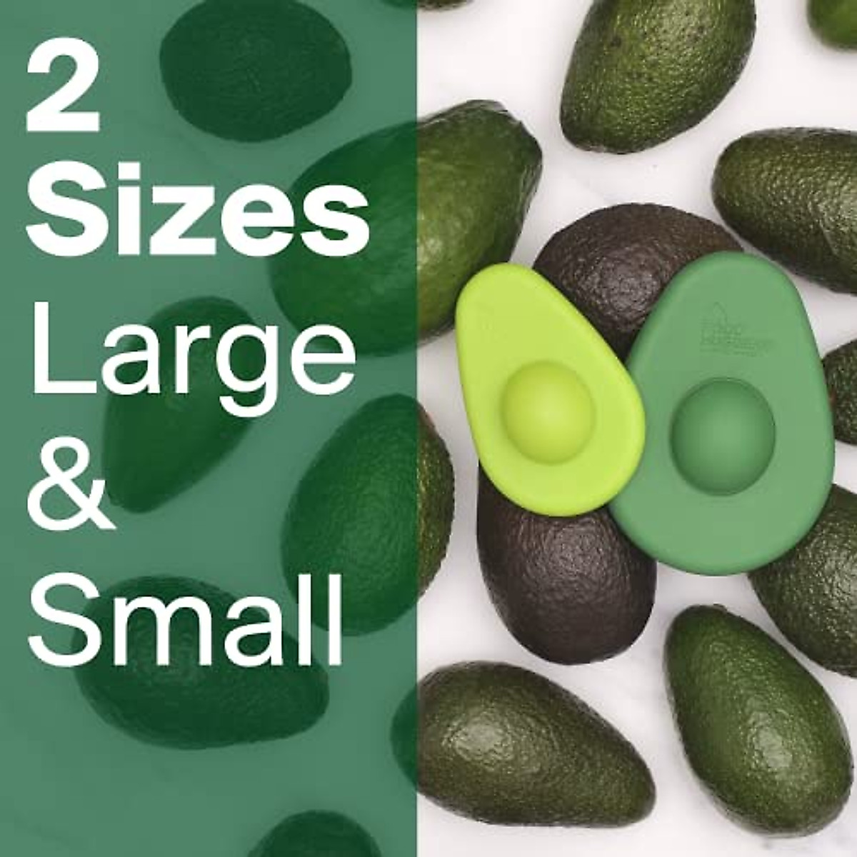 Food Huggers Avocado Huggers 2pc Silicone Reusable Avocado Savers with Pit Storage | BPA Free, Dishwasher Safe Holder | Large & Small Set