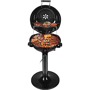 Techwood 1600W Indoor Outdoor Electric grill, Electric BBQ Grill, Portable Removable Stand Grill, Black