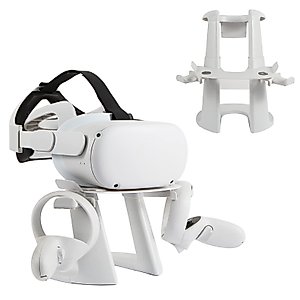 VR Stand,Durable and Stable VR Display Holder Compatible for Oculus Quest,Quest 2 or Rift S Headset and Touch Controllers(Gray)