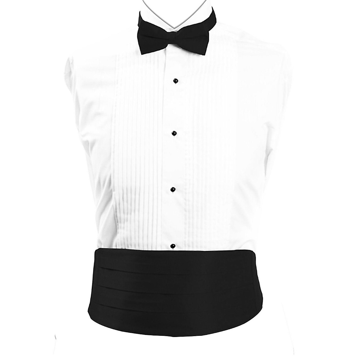 King Formal Wear Classy Black Cummerbund and Bow Tie Set with Box, Black Satin, One Size