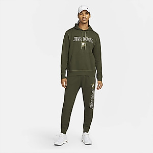 Nike Men Sportswear Just Do It Fleece Hoodie (Large, Sequoia/Medium Olive)