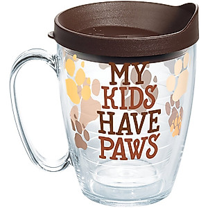 Tervis My Kids Have Paws Made in USA Double Walled Insulated Tumbler Travel Cup Keeps Drinks Cold & Hot, 16oz Mug, Clear