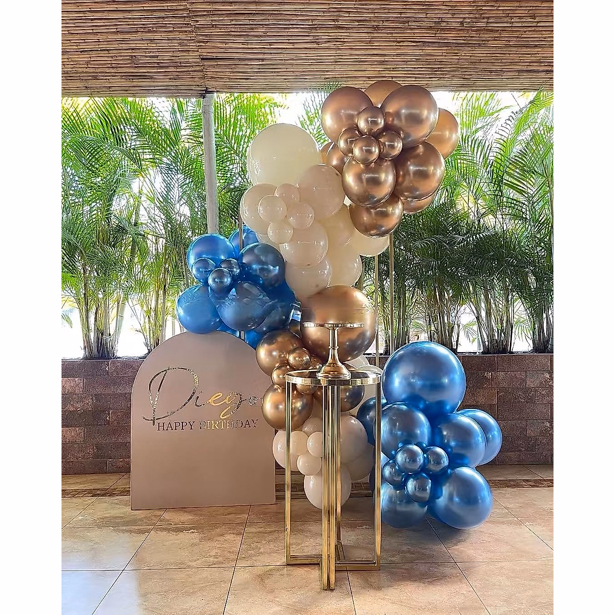 Blue Graduation Balloon Garland Arch Kit Metallic and Macaron Gold and Metallic for Birthday Party Decorations Wedding Bridal Baby Shower Ivory White