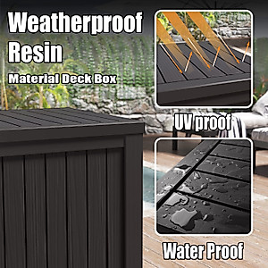 Greesum 150 Gallon Resin Deck Box Large Outdoor Storage for Patio Furniture, Garden Tools, Pool Supplies, Weatherproof and UV Resistant, Lockable, Black