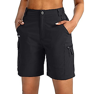 Viodia Women's 7" Hiking Cargo Shorts with Pockets Quick Dry Lightweight Shorts for Women Golf Casual Summer Shorts Black