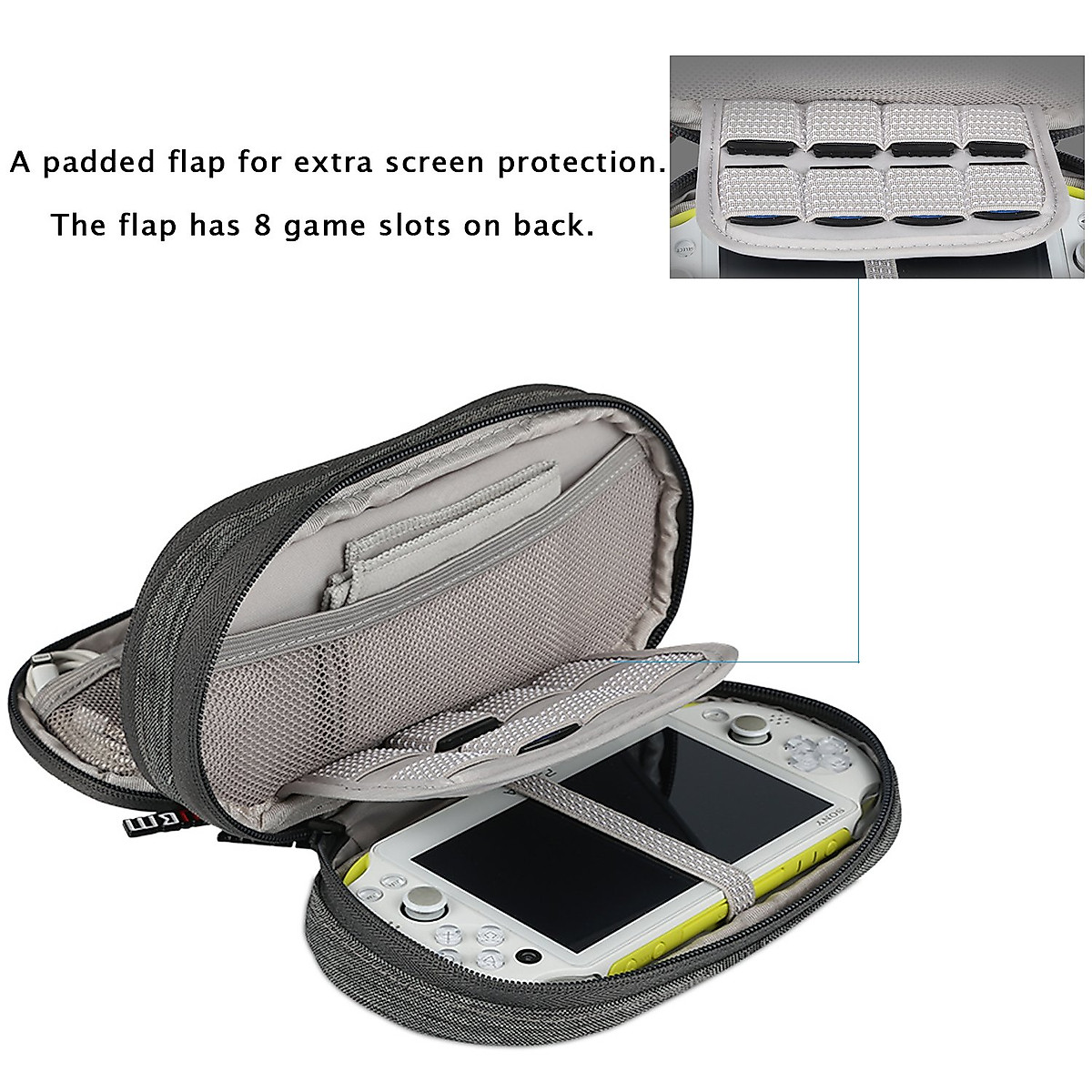 BUBM Double Compartment Storage Case Compatible with PS Vita and PSP, Protective Carrying bag, Portable Travel Organizer Case Compatible with PSV and Other Accessories,Gray