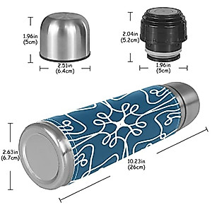Stainless Steel Leather Vacuum Insulated Mug Vintage Flower Texture Thermos Water Bottle for Hot and Cold Drinks Kids Adults 16 Oz