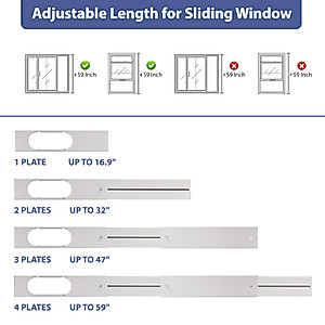 CASSAIO Portable Air Conditioner Window Kit,Seamless Portable AC Window Vent Kit with 5.9" Universal Exhaust Hose Adapter,Adjustable Window Seal Plates for Sliding Window