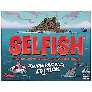 Ridley's Games: Selfish- Shipwrecked Edition Card Game | Easy to Play Party Game for Groups | Ideal for 2-5 Players | Makes a Great Gift Idea | Watch Out for That Shark - Only The Ruthless Survive!