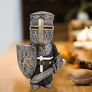 Garden Knight Dwarf Statue, Armor Knight Gnomes Cross Templar Guard Sculptures Art Figurines for Garden in/Outdoor Home Lawn Yard Patio Decor, Funny (C, 1PC)