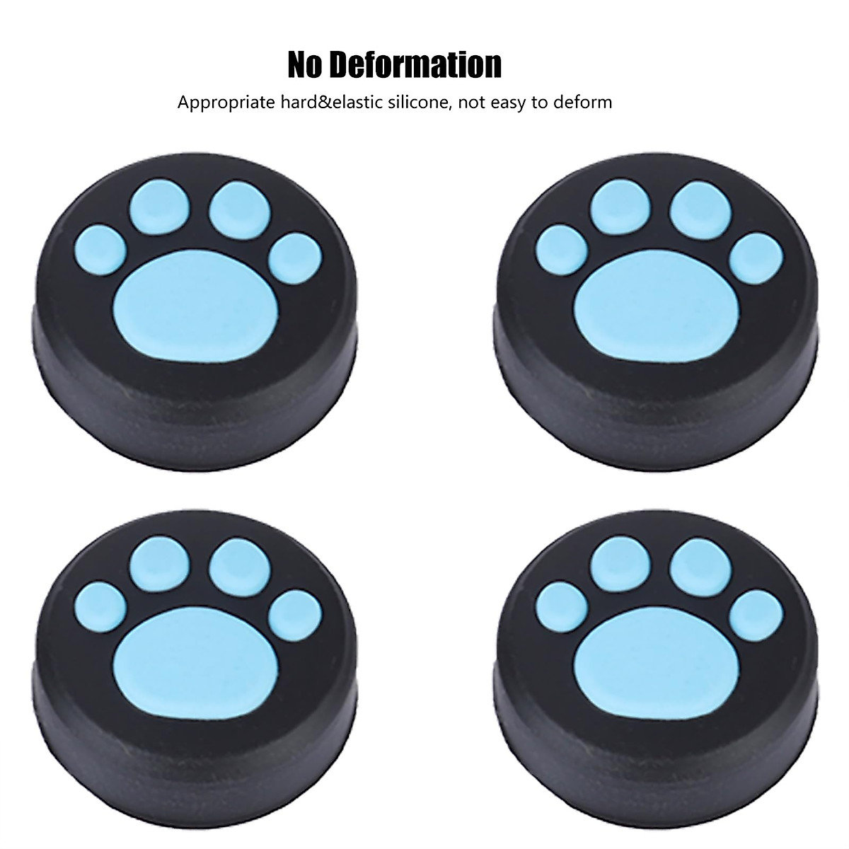 Hakeeta 4 PCS Replacement Cute Cat's Paw Silicone Controller Joystick for PS3/PS4 Thumb Stick Joystick Grips for Switch Pro/PS4/PS3/ONE/360 Handle 4 Colors (Blue)