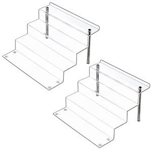 LileZbox Acrylic Display Risers Shelf for Pops Figures, Clear 4-Step Display Stand for Display Or Collection( 12 X 9 in) (large-2 pack)