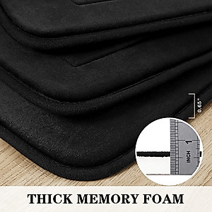 BYSURE Black Memory Foam Bath Mat, Non Slip Extra Soft Absorbent Machine Washable, Bathroom Rugs Sets 3 Piece for Toilet Shower Sink