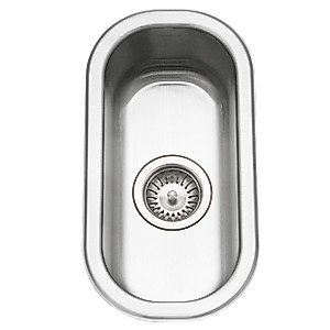 Houzer CS-1105-1 Club Series Undermount Bar Prep Sink, Basket Strainer Included, 9.25" x 18" x 5.5"D, Stainless Steel