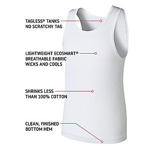 Hanes Boys' Tank Undershirt, EcoSmart Cotton Shirt, Multiple Packs Available, Assorted, Small