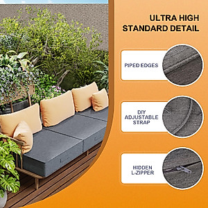 AOFEITE Outdoor Olefin Chair Cushions 22"x22"x5" Set of 4 Waterproof Patio Seat Cushions for Patio Furniture with 4-Level Color Fastness Sofa Pads with Handle DIY Straps for Yard Garden, Light Gray