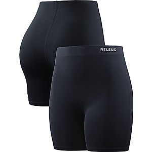 NELEUS Women's 4" Biker Short 3 Pack High Waist Athletic Shorts for Gym Yoga Running,9057,Black/Grey/Dark Green,M