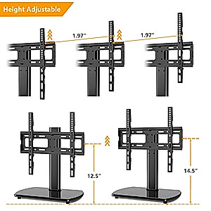 5Rcom Universal TV Stand, Height Adjustable 27 32 37 40 43 46 50 55 60 inch tv Stand, Swivel TV Stand for Bedroom, Living Room, Holds up to 88 lbs, TV Stand Mount