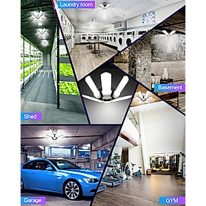 KPBOTL 150W Upgrade LED Garage Lights 2 Pack Screw in Garage Light Bulb 6+1 Adjustable Panels Garage Lighting 15000LM 6500K Deformable Garage Lights Ceiling LED Shop Light for Barn Attic Basement