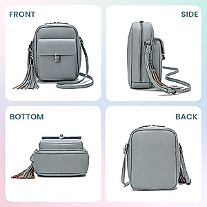 Keyli Crossbody Cell Phone Bags for Women Fashion Casual Leather Small Crossbody Purse Double Zipper waterproof Anti-theft Shoulder Bag Handbag Satchel Wallet with Card Slots Tassel Blue