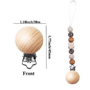 24 Pieces Natural Beech Wood Pacifier Clips Teething Grasping Toy Suspender Clips Charm DIY Pacifier Clips Holder Accessories