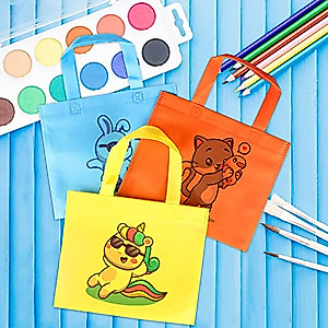 SPERPAND 60 Pieces Non-Woven Party Gift Bags, Treat Tote Bags with Handles, 10 Colors Party Favor Bags for Baby Shower, Birthday, Rainbow Party Supplies