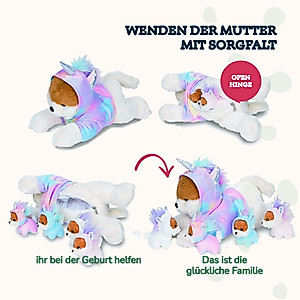 PixieCrush Unicorn Stuffed Animals for Girls Ages 3-8 - Mommy Dog Unicorn with 4 Unicorns Puppies - Magical Dog Pillow Plushie - Enchanting Puppy Surprise Toys