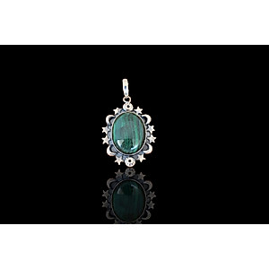Rekha Gems Malachite Pendant-925 Sterling Silver Pendant-Gemstone Pendant-Green Stone Pendant-Vintage Jewelry-Boho and Hippie Pendant-Vintage Pendant- Birthday Gift-NO-M17