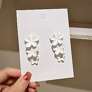 MIGUO STORE Bohemian Style Unique Baking Varnish Three-dimensional Flower Earrings Chic Seaside Holiday Drop Dangle Earrings For Women (WHITE Three-dimensional Flower Earrings)