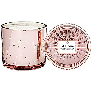 Voluspa Sparkling Rose Candle | Grande Maison 3 Wick Glass | 36 Oz. | 100 Hour Burn Time |Coconut Wax and Natural Wicks for a Cleaner Burn | Vegan