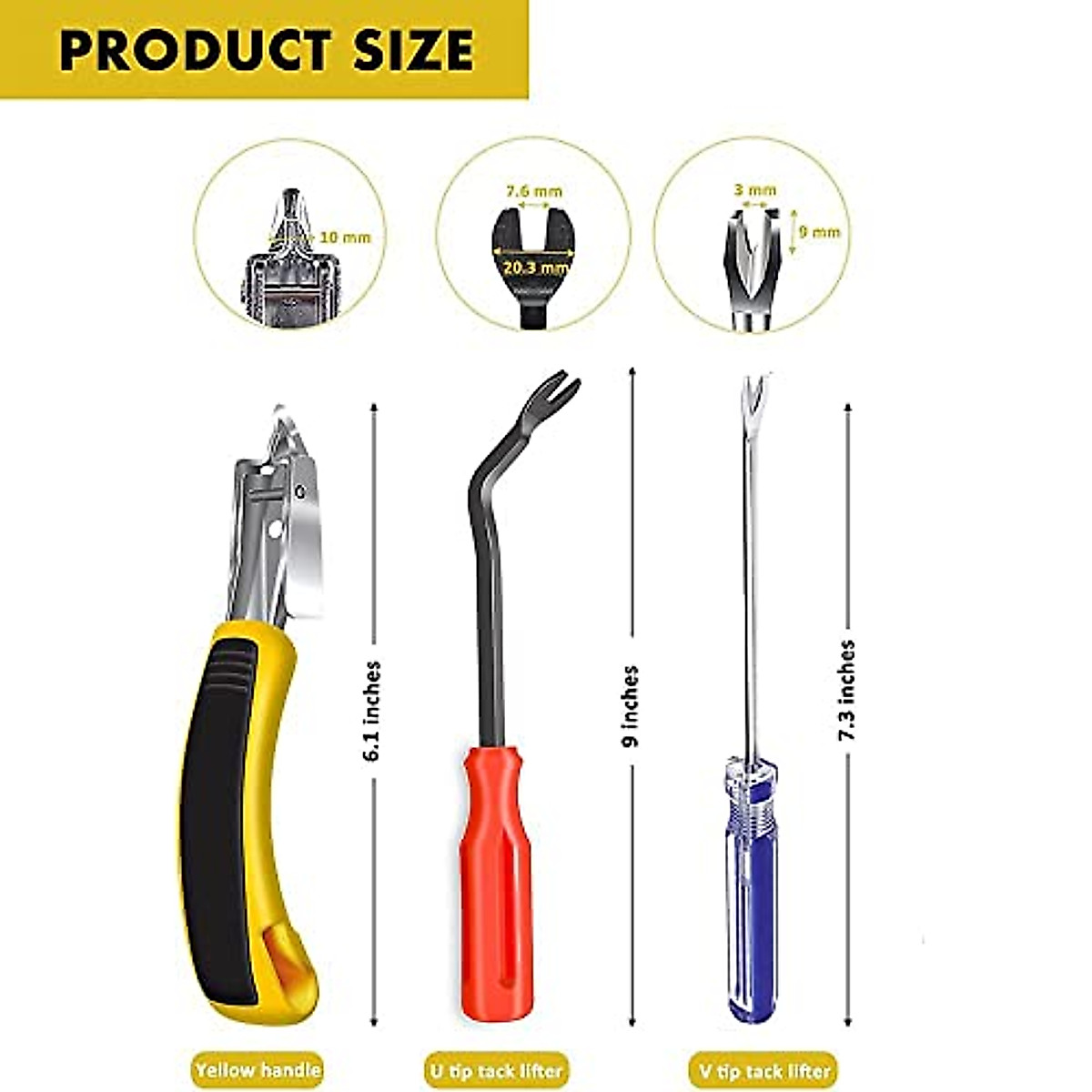 3 Pieces Heavy Duty Staple Remover Tools for Upholstery and Construction, Professional Tack Puller Set, Nail Puller for Quickly and Easily Extract all Kinds of Nails