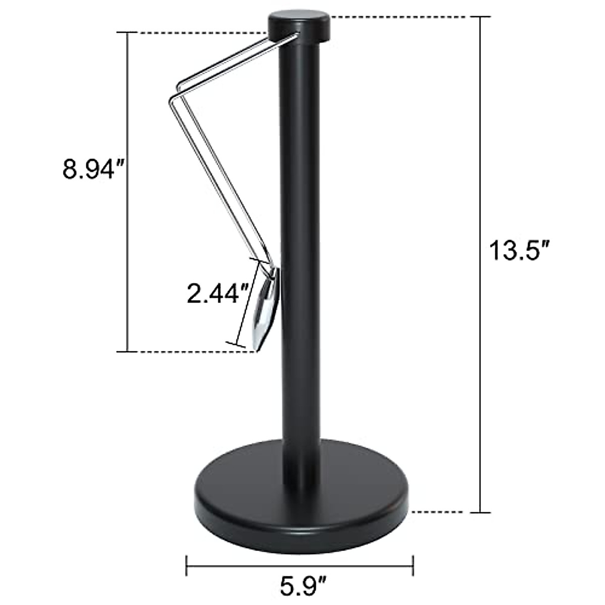Stainless Steel Paper Towel Holder, Countertop Paper Towels Stand with Steel Arm for Kitchen Dinning Room -Black