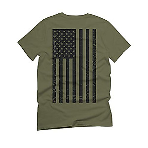 Vintage American Flag United States of America Military Army Marine us Navy USA for Men T Shirt (Olive Green, Large)