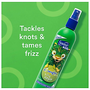 Suave Kids Detangler Spray For Tear-Free Styling Silly Apple Dermatologist-Tested Hair Detangler Formula, 10 Fl Oz (Pack of 6)