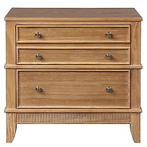 CKLMMC Rustic 3-Drawer Nightstand, Solid Wood End Table Stand Storage Cabinet for Bedroom/Living Room/Office/Home