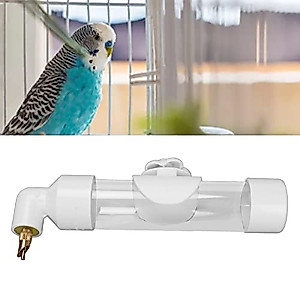 VINGVO Bird Automatic Drinking Device, Bite Pin Spout Bird Drinking Water Bottle Large Capacity Safe for Small Medium Large for Bird Cage Accessories (White)