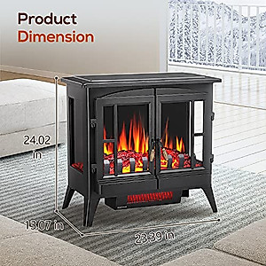 Havato Electric Fireplace Stove, Freestanding Fireplace Heater with Realistic Flame, Overheating Safety Protection, Indoor Space Heater(24 Inch, Black)