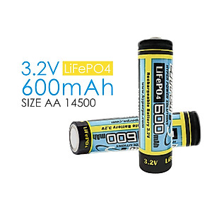 HYPERPS 3.2V AA 600mAh Rechargeable Battery for Solar Panel Light, Tooth Brush, Shaver, Flashlight (6-Pack)