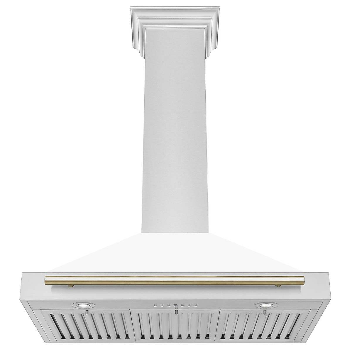 ZLINE 36 in. Autograph Edition Convertible Stainless Steel Range Hood with White Matte Shell and Polished Gold Accents (KB4STZ-WM36-G)
