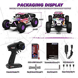 RIAARIO 1:12 RTR Brushless RC Desert Cars for Adults, Max 45MPH Fast RC Cars, Monster Truck with Independent ESC, 4X4 RC Truck for Boys, All Terrain Remote Control Car with Oil Filled Shocks(Purple)