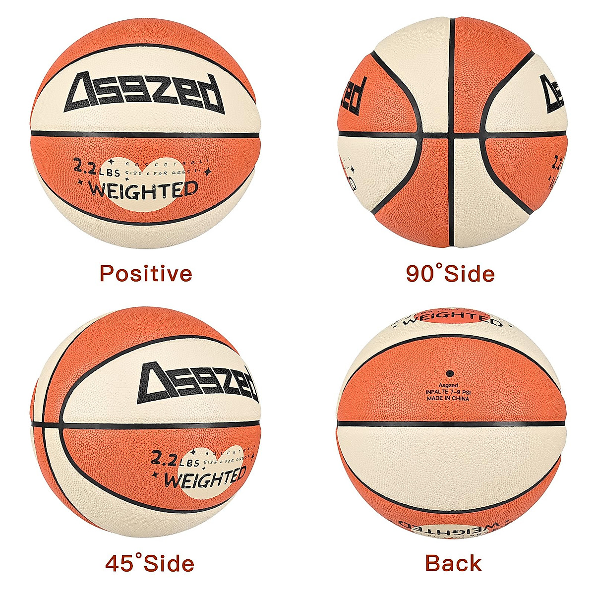 2.2LBS Weighted Heavy Basketball Size 6 Training Basketball 28.5" Training Equipment Moisture Absorbing Leather In&Outdoor for Womens Youth Improving Basketball Passing Skill (Deflated,Without Pump)