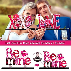 Valentine's Day Decorations Romantic Tabletop Centerpiece Signs Love Wooden Table Sign Valentines Decorations for Home Decor Gift Dining Room Table Wedding Anniversary Party
